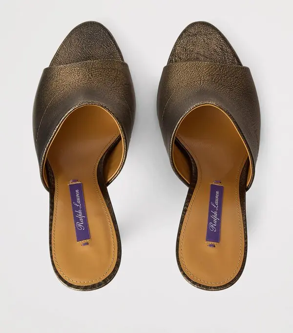 Ralph Lauren Metallic Lambskin Heeled Mules 95