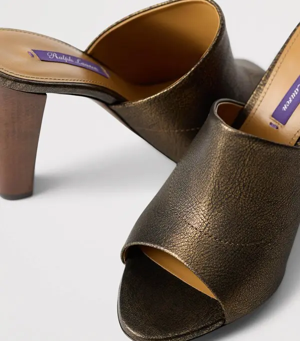 Ralph Lauren Metallic Lambskin Heeled Mules 95