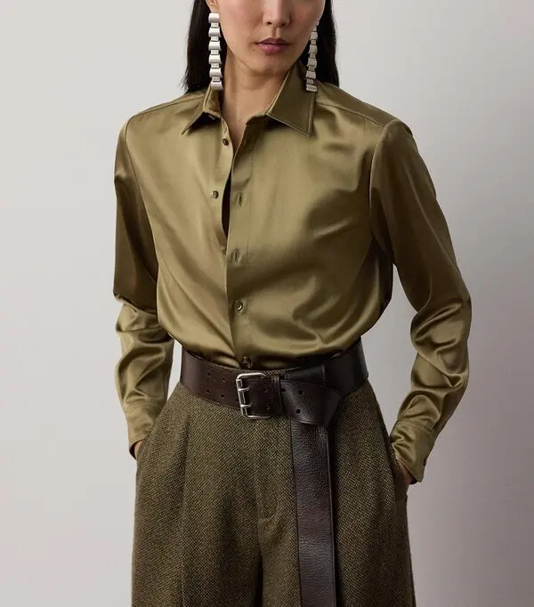 Ralph Lauren Adrien Satin Shirt - Grey