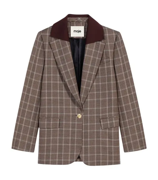 Maje Wool-cotton Check Blazer