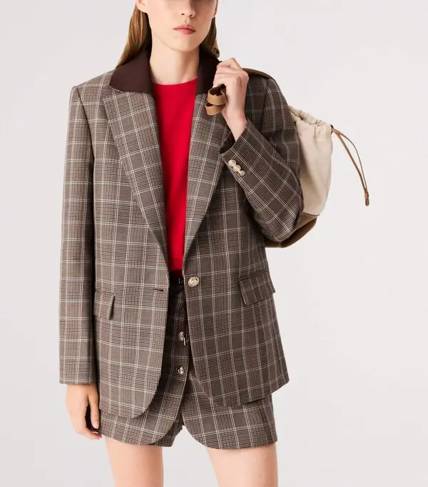 Maje Wool-cotton Check Blazer