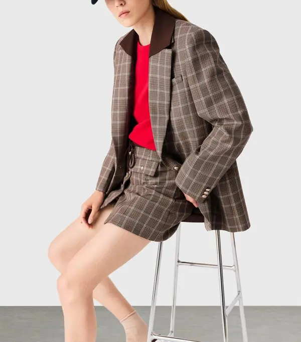 Maje Wool-cotton Check Blazer