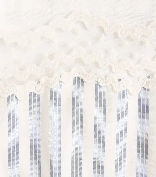 Sandro Cotton Stripe Mini Skort With Embroidered Lace Trim