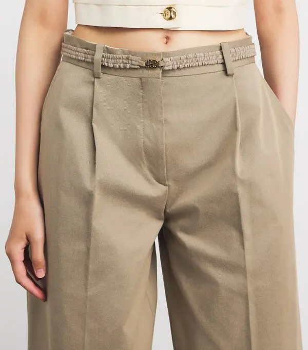 Sandro Cotton-blend Wide Leg Pleated Trousers