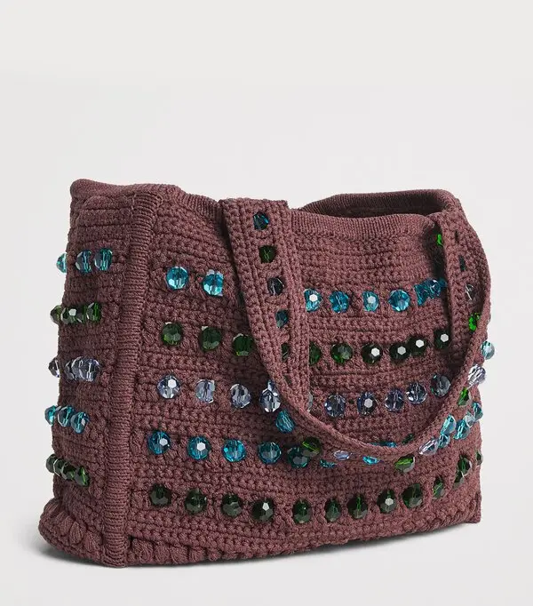 Sandro Crochet Beaded Top-handle Bag