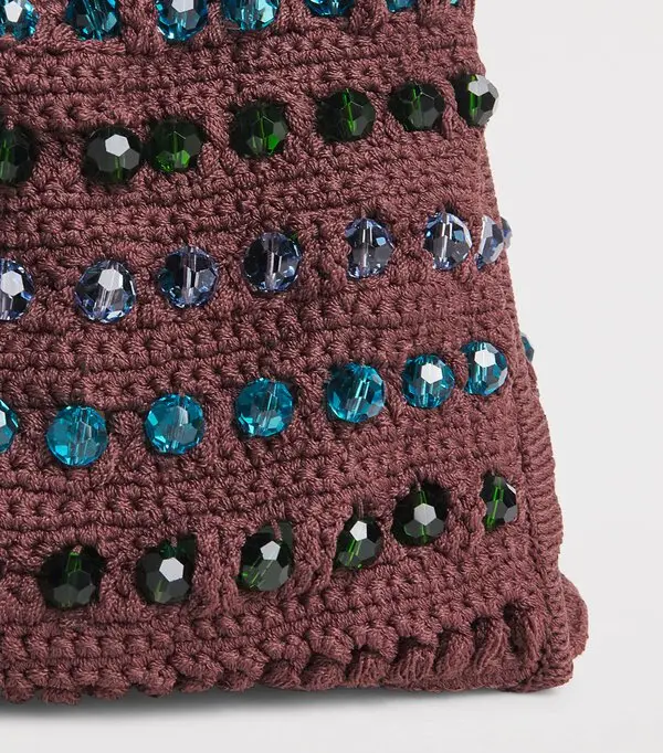 Sandro Crochet Beaded Top-handle Bag