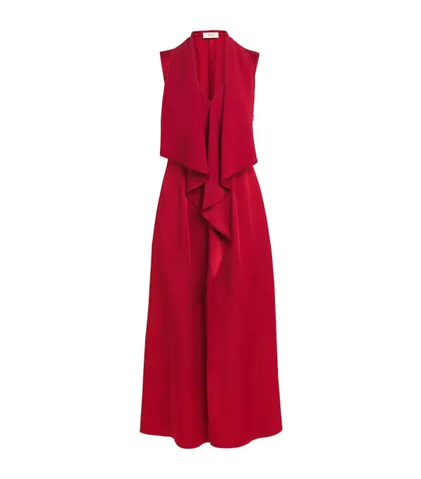 RETORI Sleeveless Draped Satin Midi Dress