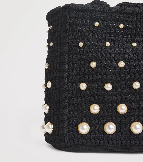 Sandro Crochet Studded Top Handle Bag