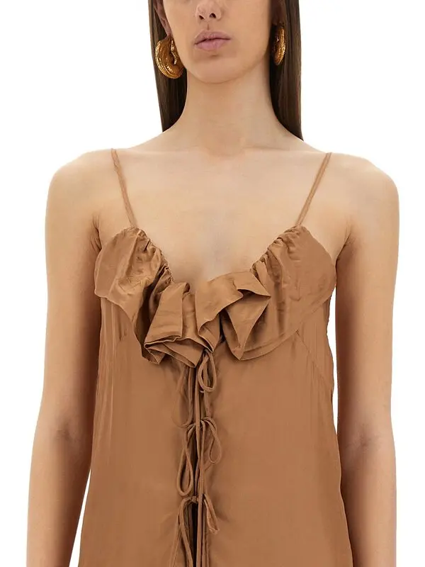 Dries Van Noten Ruffled Dress With Front Tie Detail