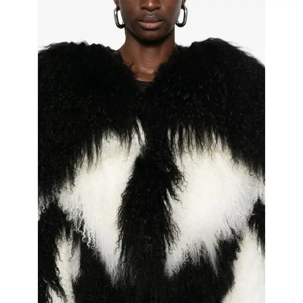 Attico Shearling Patterned Jacket - Black