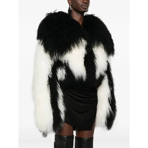Attico Shearling Patterned Jacket - Black