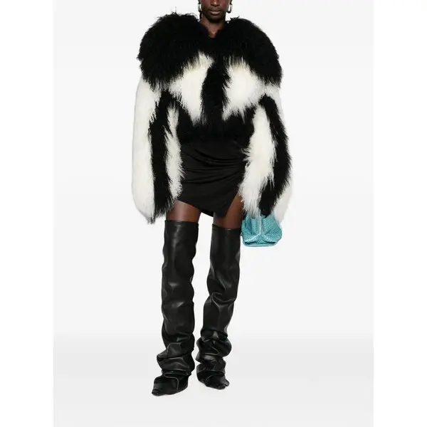 Attico Shearling Patterned Jacket - Black