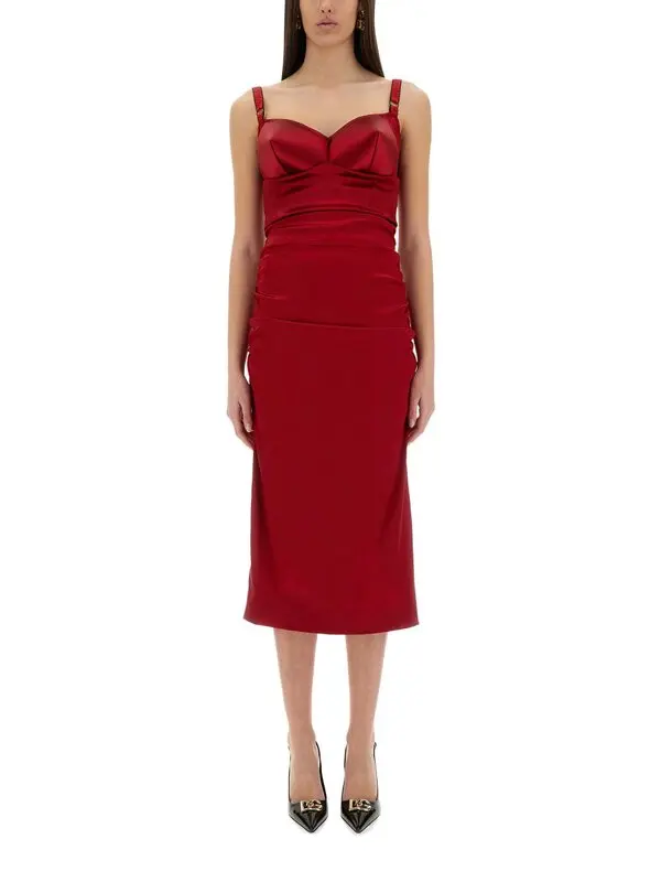 Dolce & Gabbana Longuette Dress With Cone Cups - Red