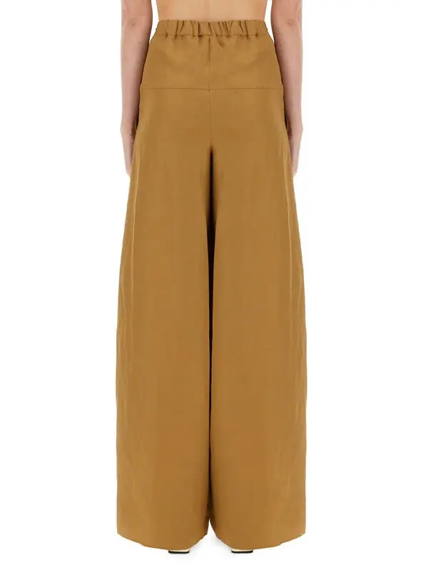 Max Mara Honor" Wide Fit Linen-silk Blend Trousers - Cream