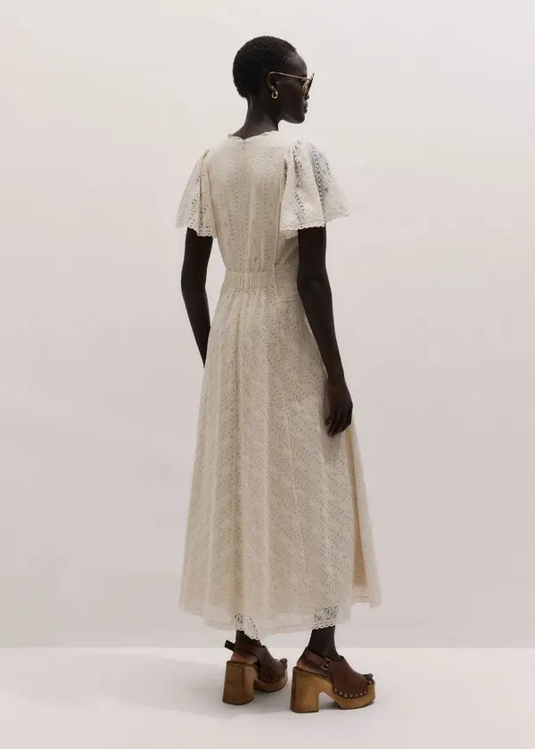 ME+EM Delicate Lace Fit And Flare Maxi Dress