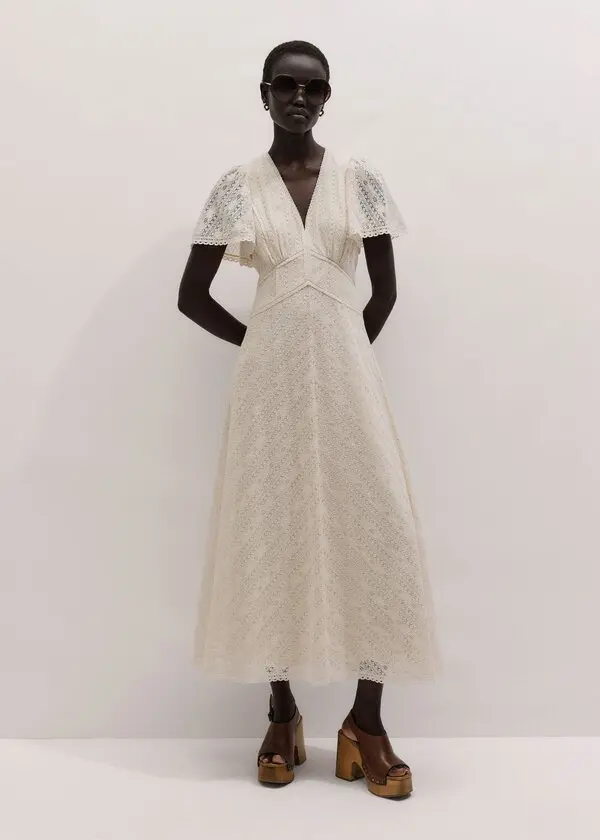 ME+EM Delicate Lace Fit And Flare Maxi Dress