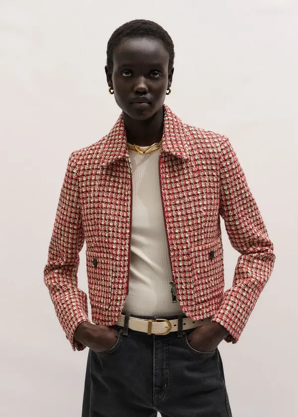 ME+EM Statement Weave Cropped Jacket