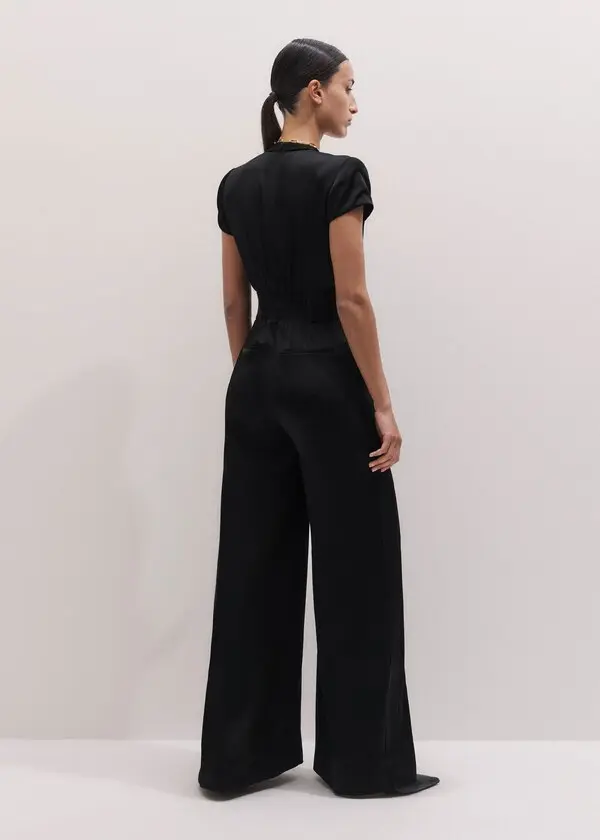 ME+EM Pintucked Satin Wide-leg Jumpsuit