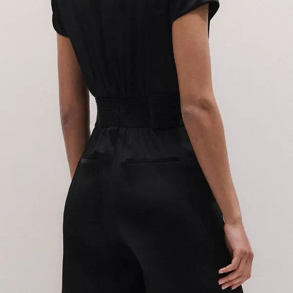 ME+EM Pintucked Satin Wide-leg Jumpsuit