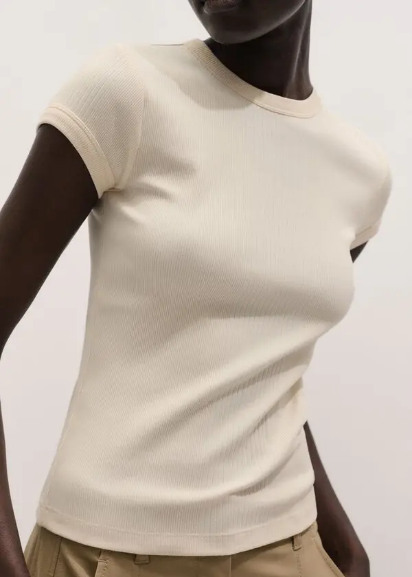 ME+EM Variegated Rib Tee - Cream