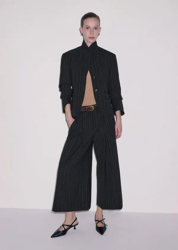 ME+EM Pinstripe Short Intelligently Oversized Blazer