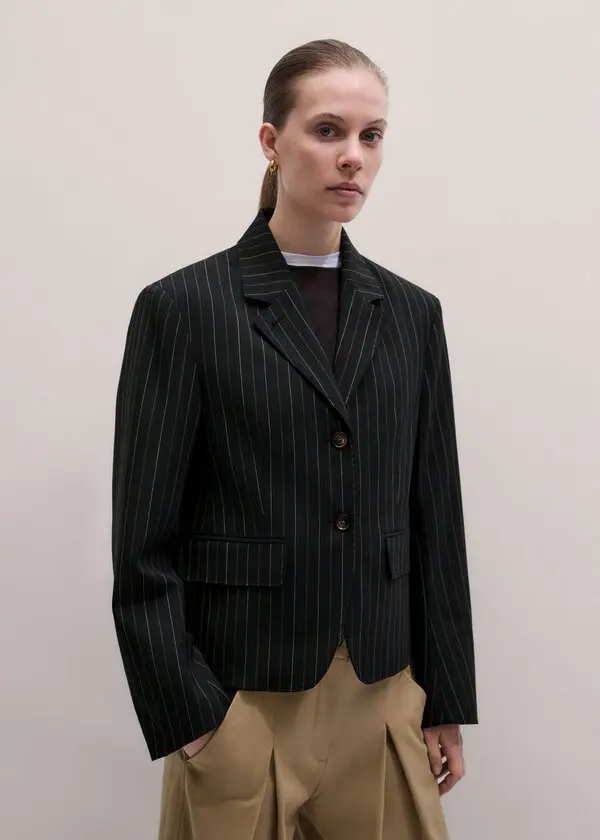 ME+EM Pinstripe Short Intelligently Oversized Blazer