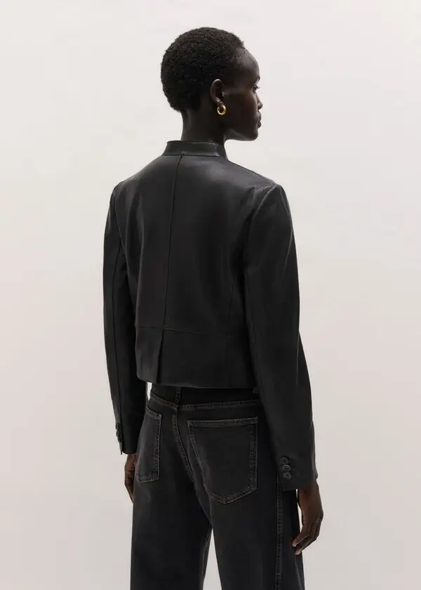 ME+EM Cropped Leather Jacket