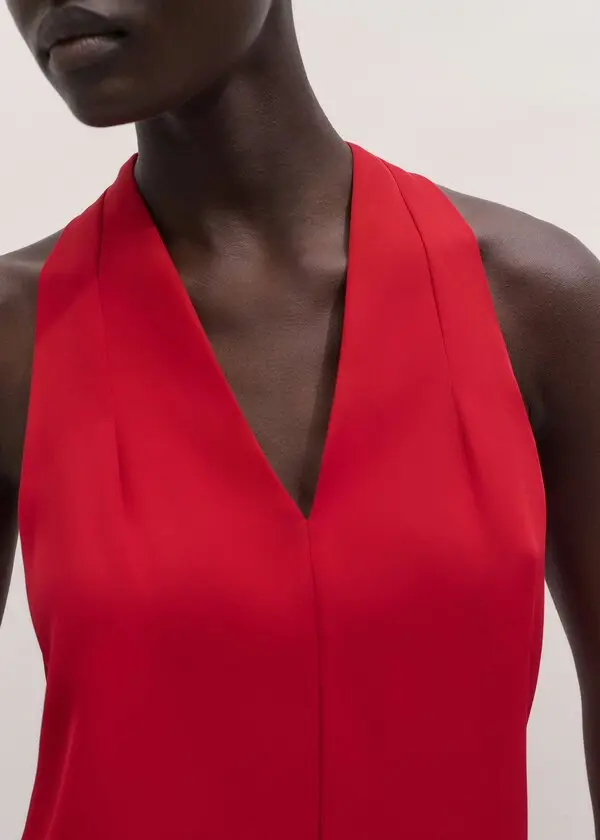 ME+EM Silk V-neck Camisole Top + Tie Ruby Red