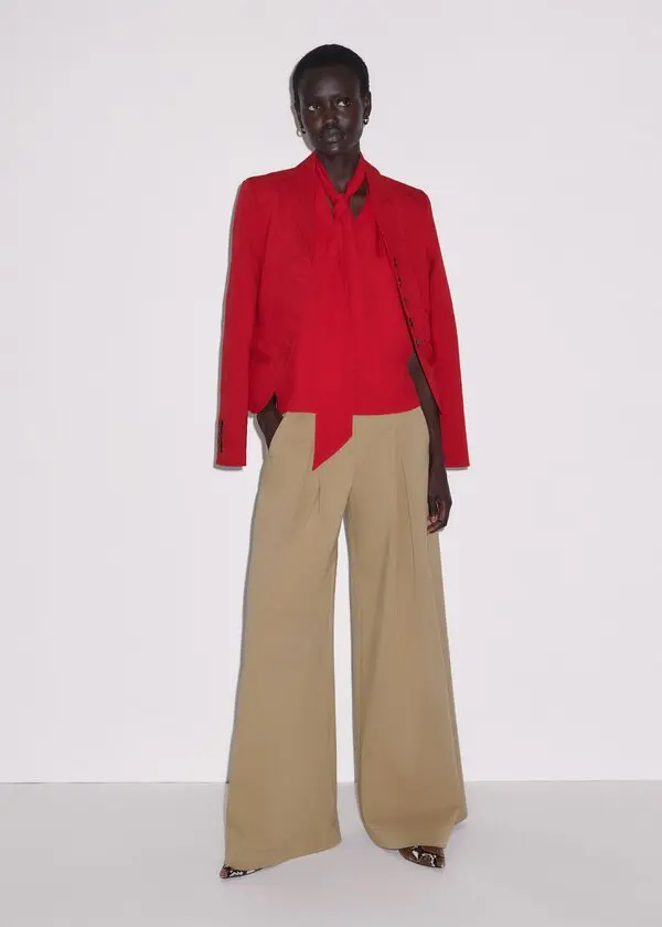 ME+EM Silk V-neck Camisole Top + Tie Ruby Red