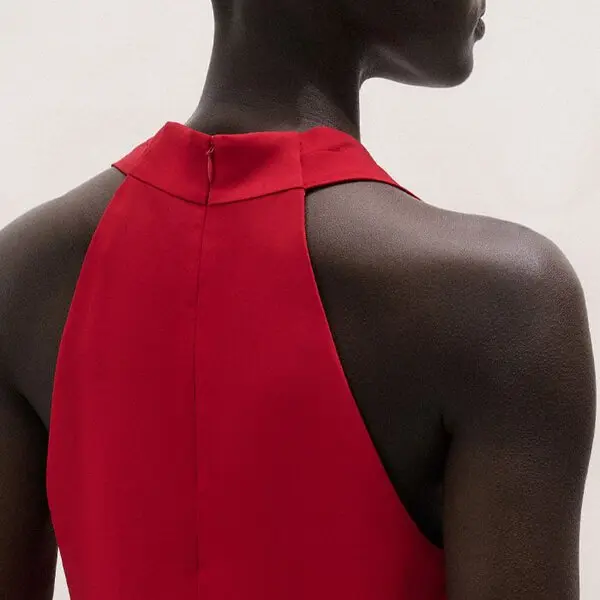 ME+EM Silk V-neck Camisole Top + Tie Ruby Red