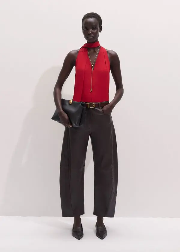 ME+EM Silk V-neck Camisole Top With Tie Detail
