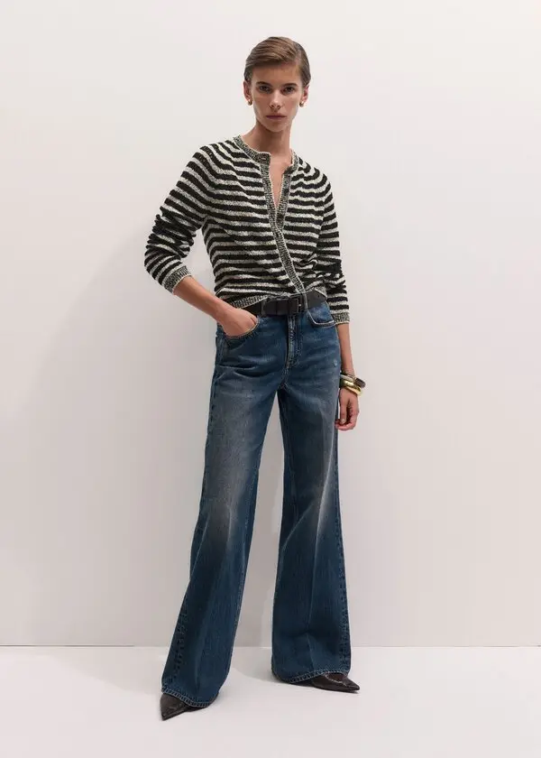 ME+EM Textured Stripe Cardigan