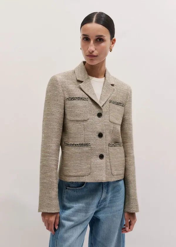 ME+EM Metallic Short Patch Pocket Jacket