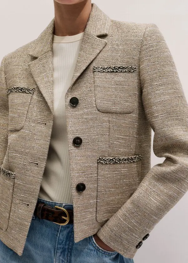ME+EM Metallic Short Patch Pocket Jacket