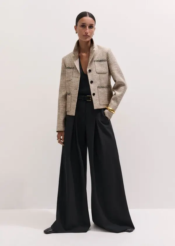 ME+EM Metallic Tweed Patch Pocket Jacket