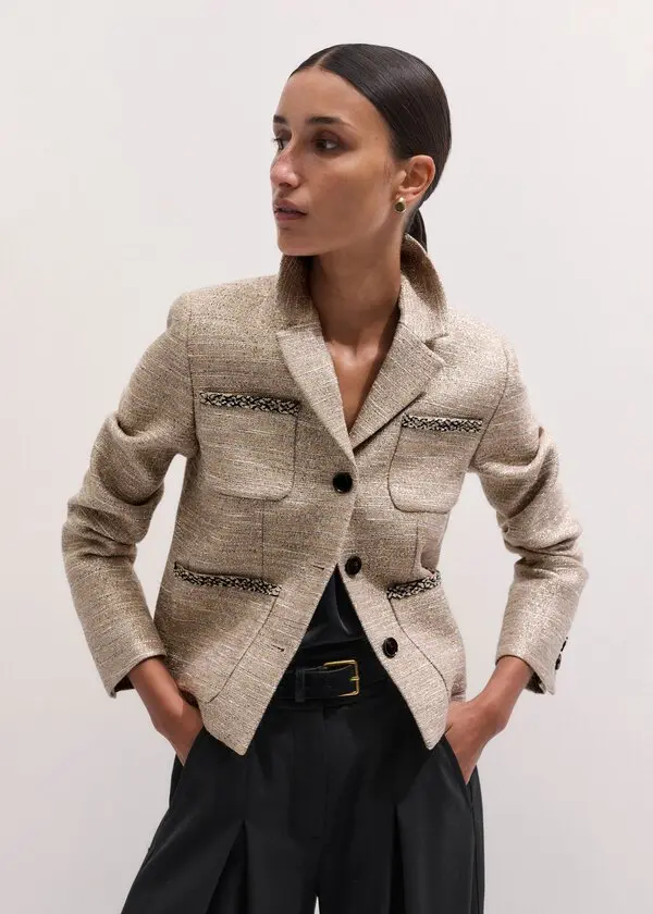 ME+EM Metallic Tweed Patch Pocket Jacket