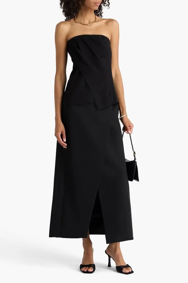 ANINE BING Halle Strapless Draped Stretchcrepe Top