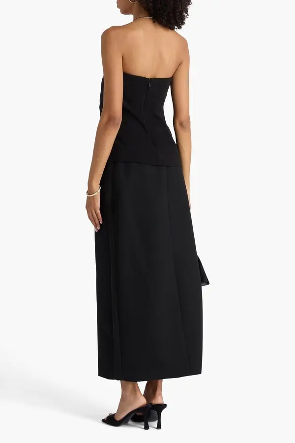 ANINE BING Halle Strapless Draped Stretchcrepe Top