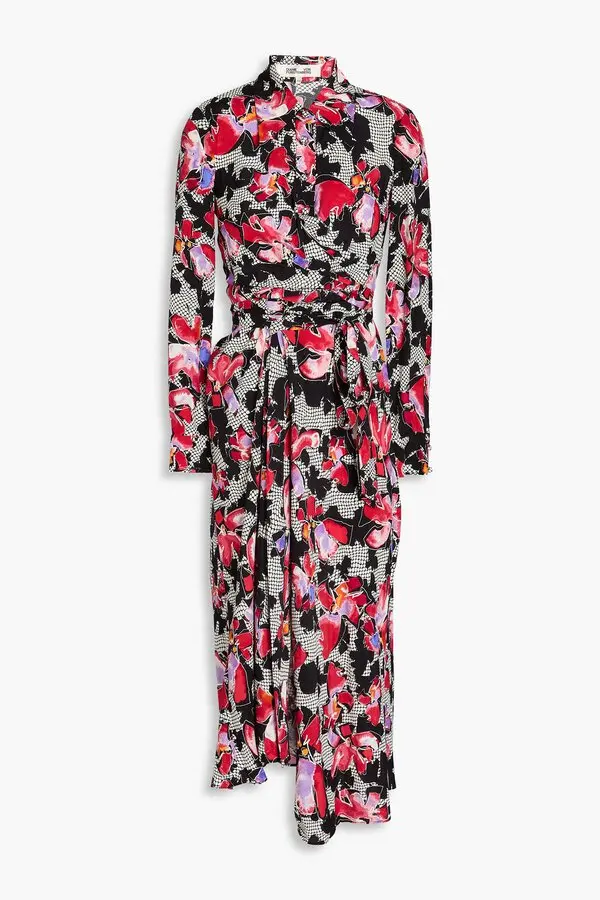 Diane Von Furstenberg Tori Printed Crepe Midi Wrap Dress