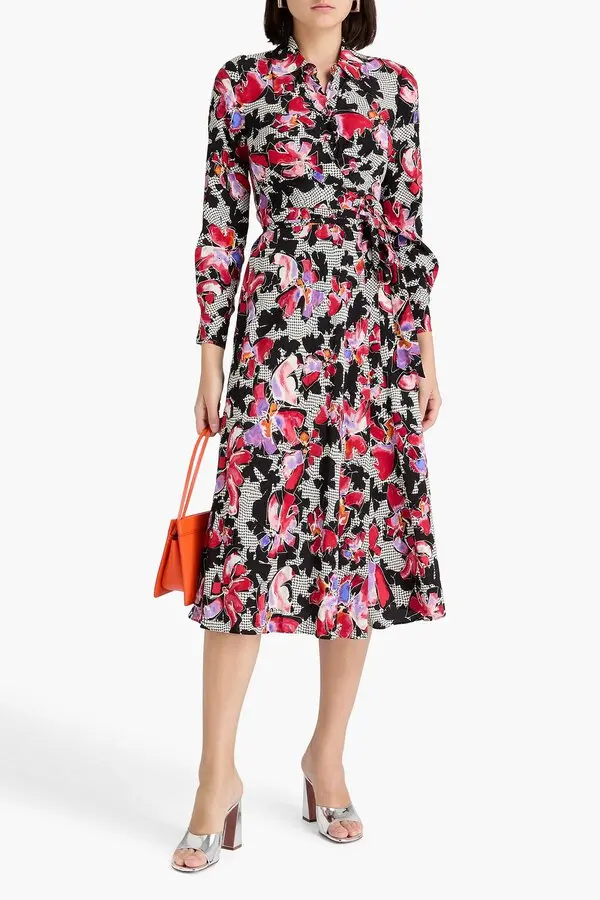 Diane Von Furstenberg Tori Printed Crepe Midi Wrap Dress