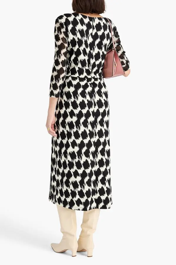 Diane Von Furstenberg Linea Printed Jersey And Mesh Midi Dress