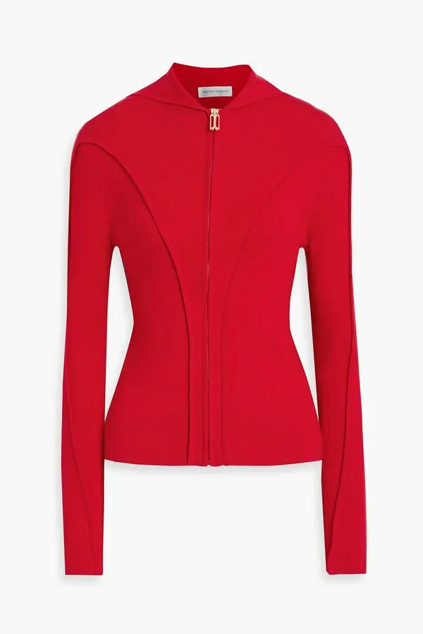Victoria Beckham Merino Wool-blend Zip-up Hoodie - Red