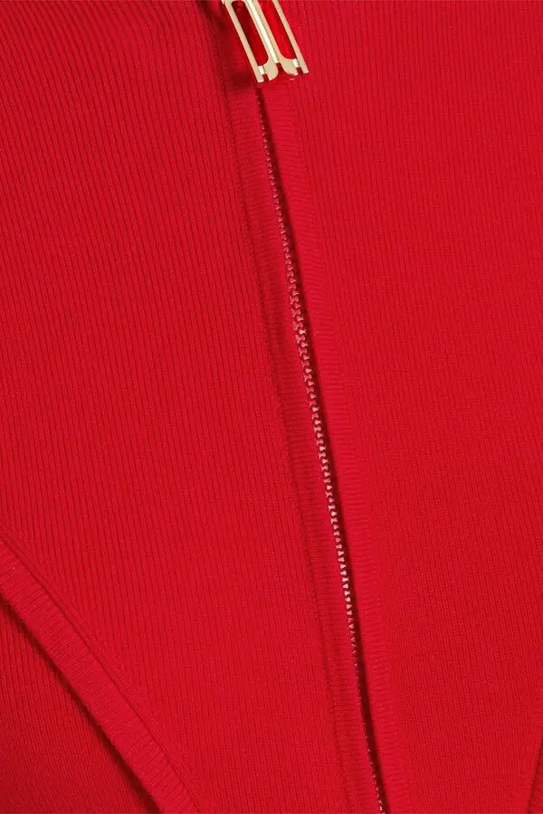Victoria Beckham Merino Wool-blend Zip-up Hoodie - Red