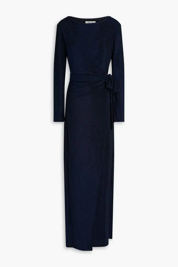 Diane Von Furstenberg Simona Wrap-effect Metallic Jersey Maxi Dress