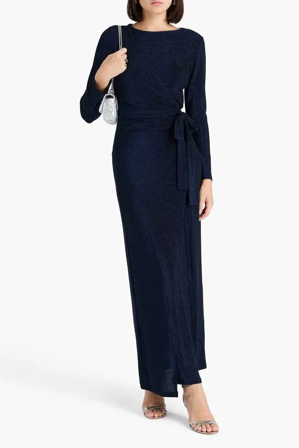 Diane Von Furstenberg Simona Wrap-effect Metallic Jersey Maxi Dress