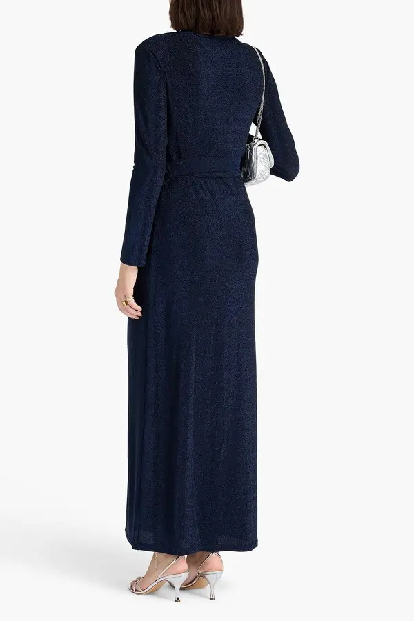 Diane Von Furstenberg Simona Wrap-effect Metallic Jersey Maxi Dress