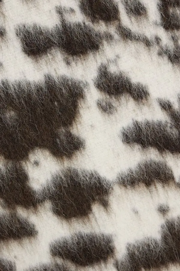 Dries Van Noten Brushed Leopard Print Wool Blend Skirt