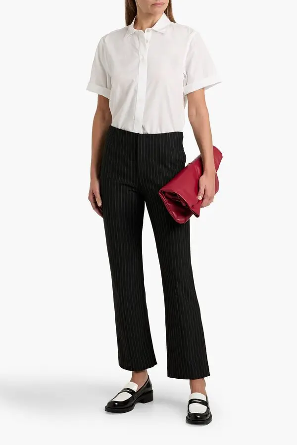 FRAME The Sleek Pinstriped Twill Straightleg Pants