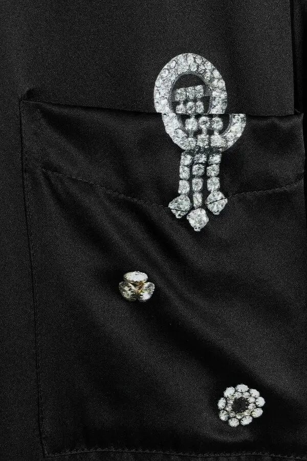 Victoria Beckham Printed Silk-satin Shirt - Black