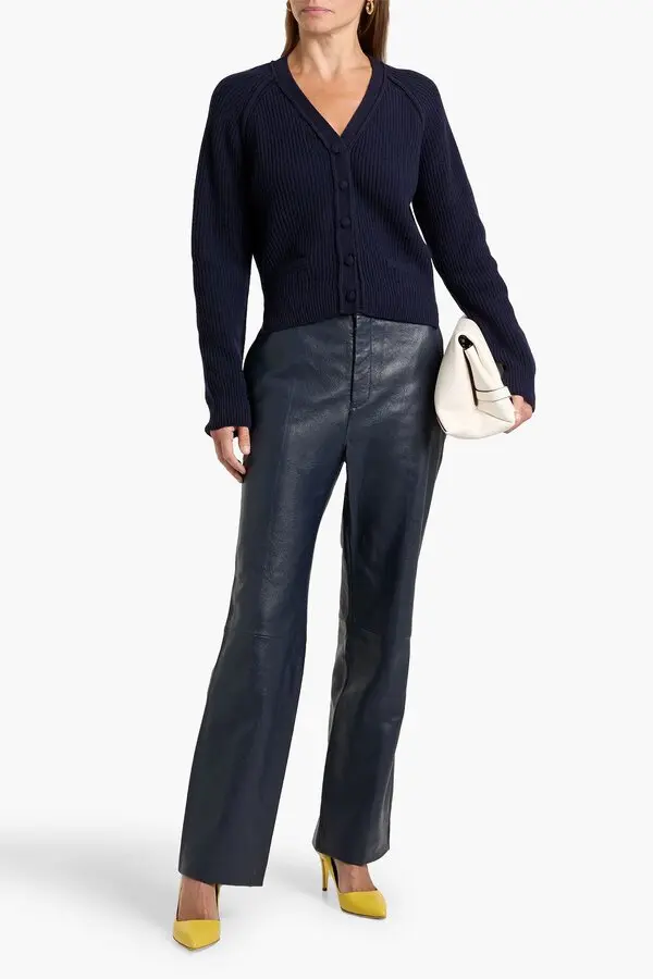 Victoria Beckham Ribbed Wool And Cashmere Blend Cardigan